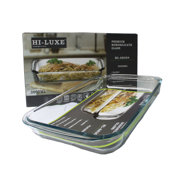 PIREX DE VIDRIO HI LUXE RECTANGULAR 3000ML | Digital Store Ec